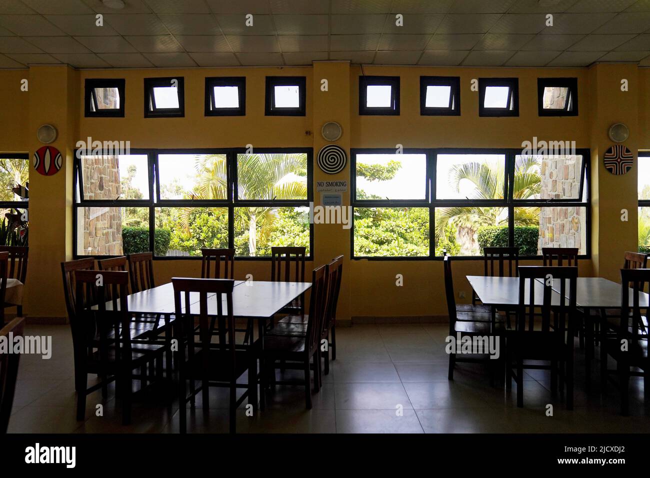 The dining room at the Hope Hostel in Kigali, Rwanda, where migrants ...