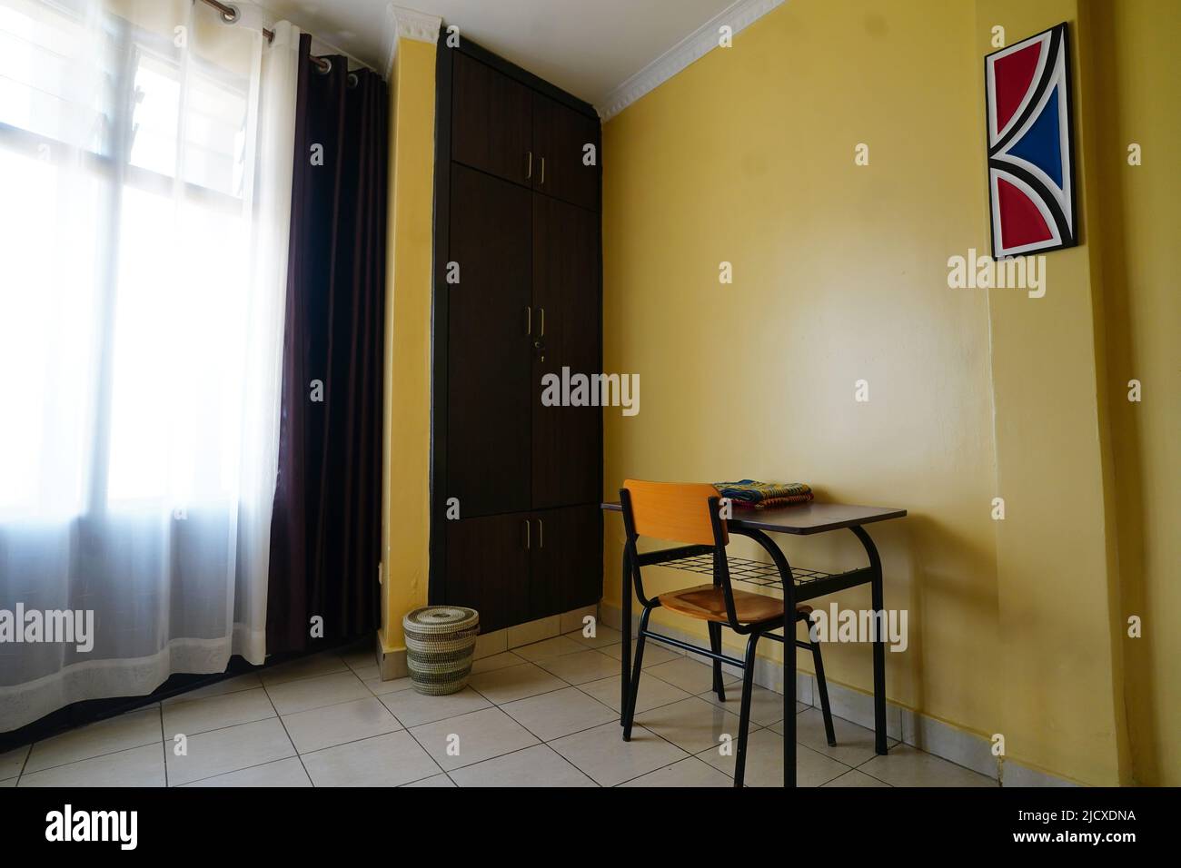 A desk in a bedroom at the Hope Hostel in Kigali, Rwanda, where ...