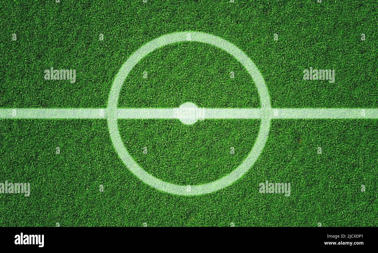 Soccer field in football stadium with line grass pattern and centerline ...