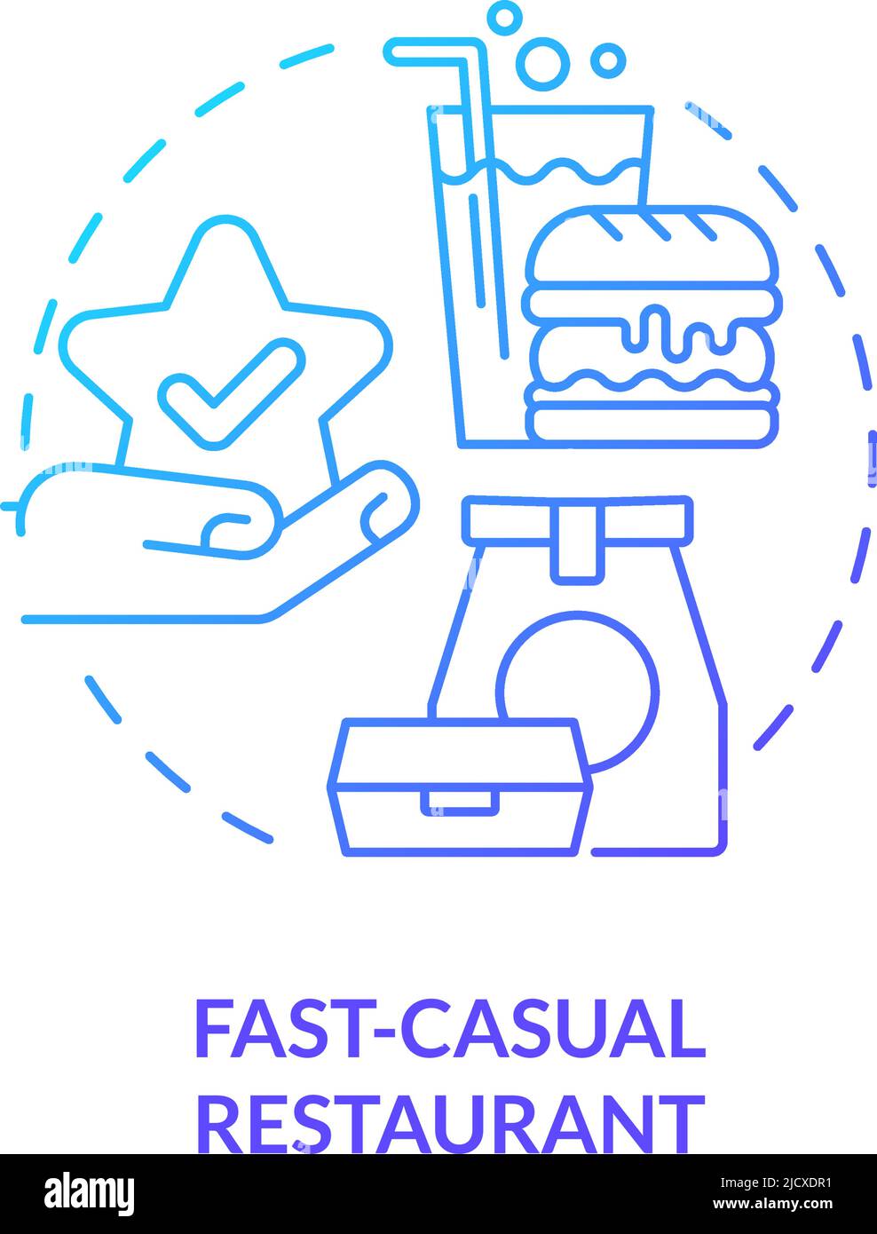 Fast-casual restaurant blue gradient concept icon Stock Vector Image ...