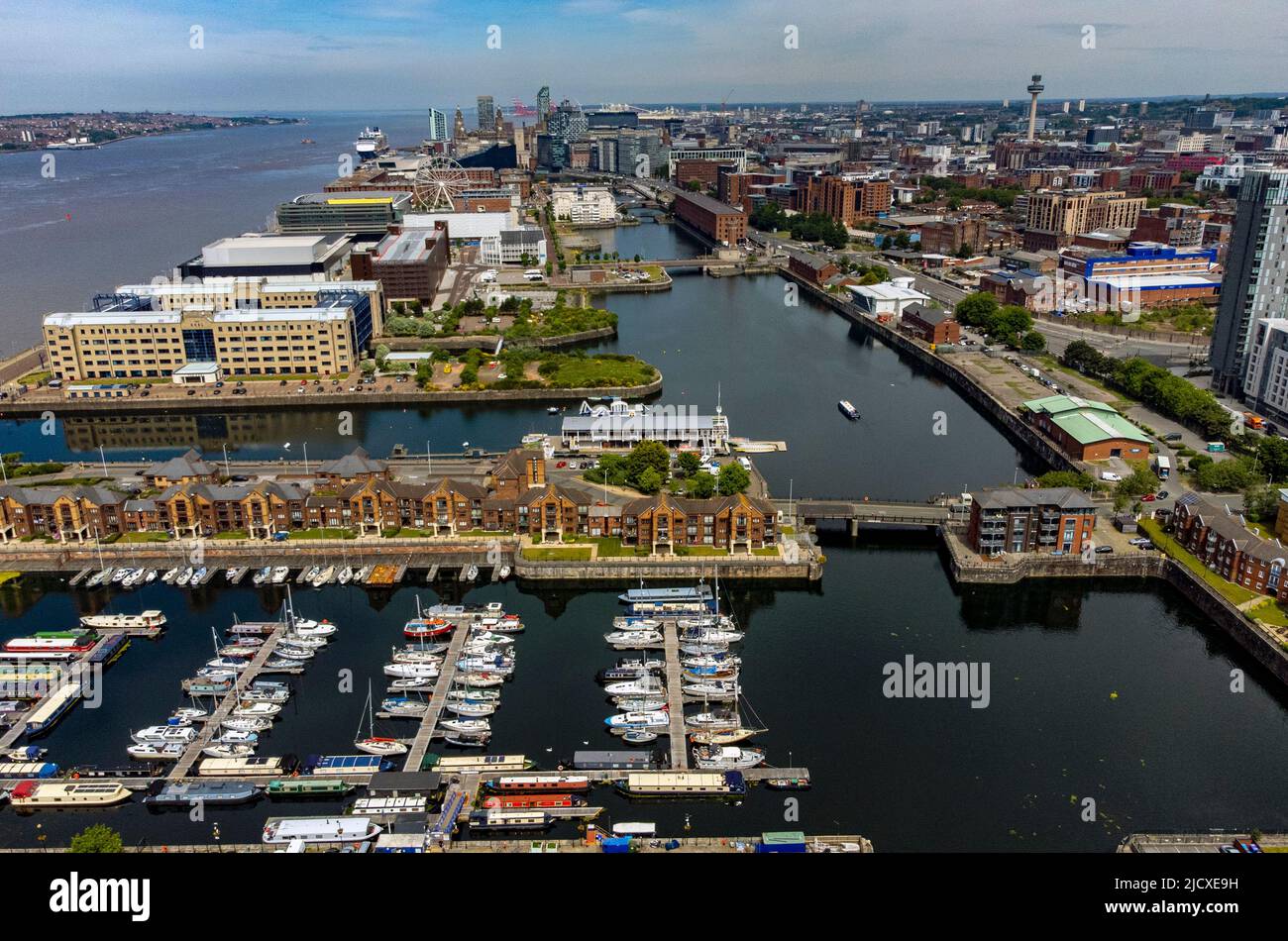 A canal boat makes it's way into Liverpool Marina, on what is forecast ...