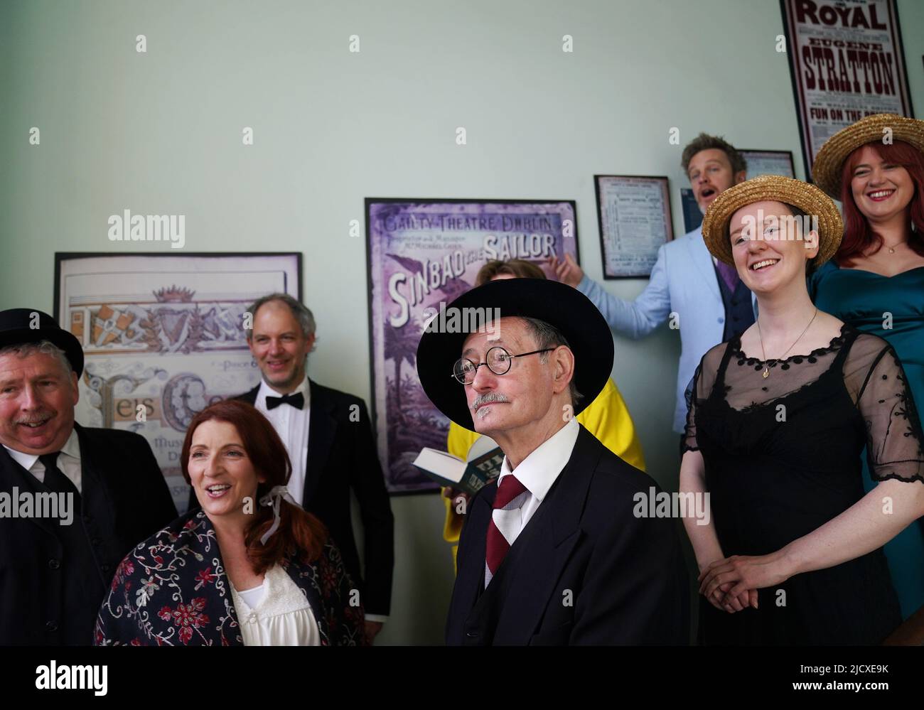 James Joyce lookalike John Shevlin (centre) with singers and actors at ...