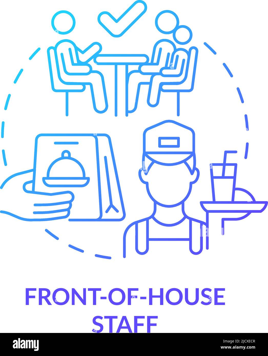 Front-of-house staff blue gradient concept icon Stock Vector Image ...