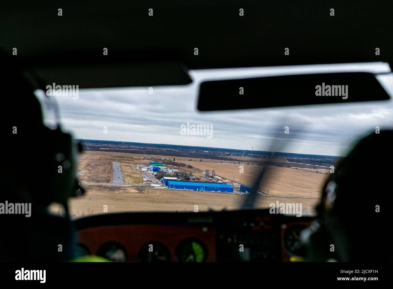 View from the cockpit of a small plane Stock Photo - Alamy