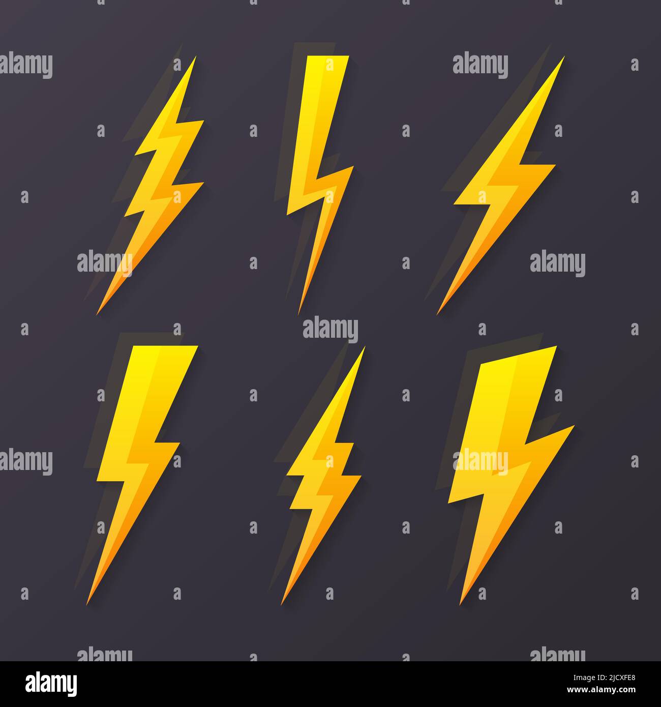 Set yellow lightning icons hi-res stock photography and images - Alamy