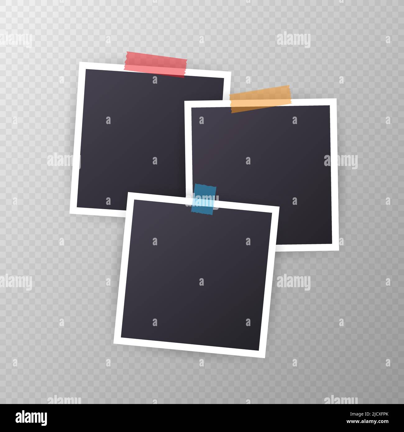 Set of vintage photo frame with adhesive tape. Vintage style. Vector ...