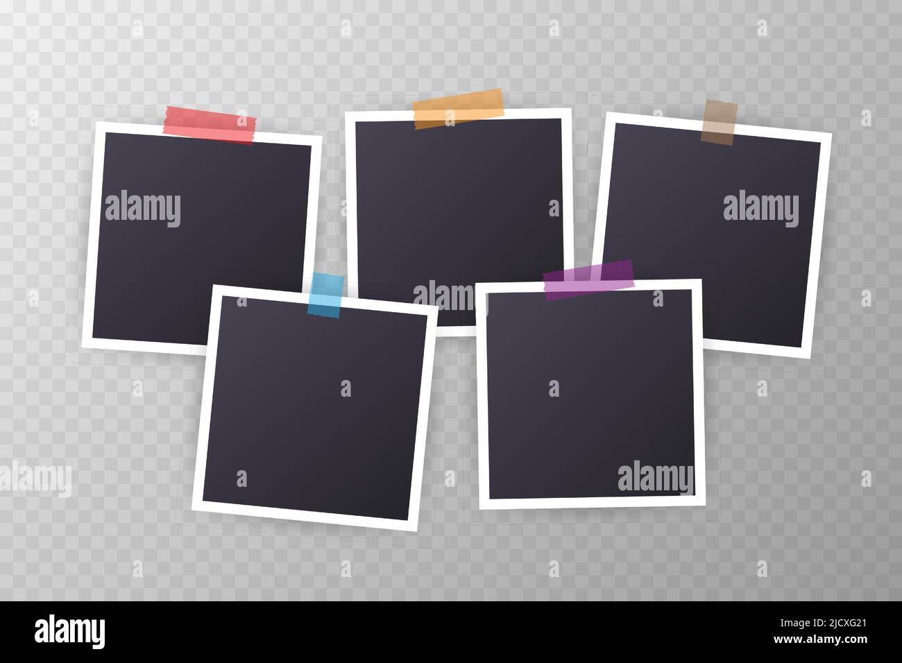 Set of vintage photo frame with adhesive tape. Vintage style. Vector ...