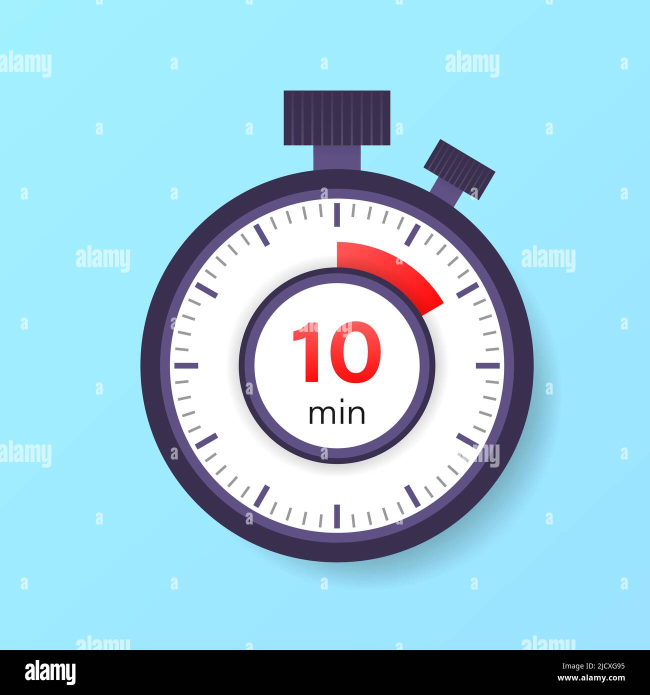The 10 minutes timer. Stopwatch icon in flat style Stock Vector Image ...