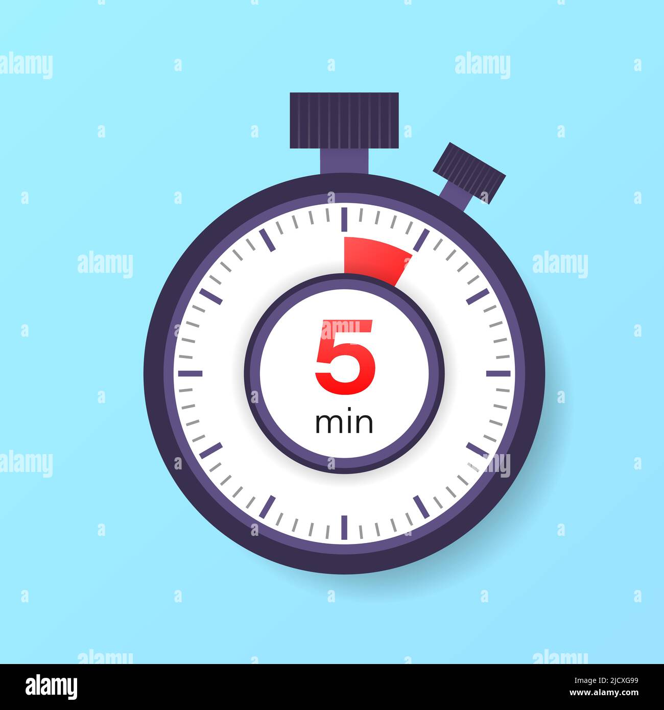 The 5 minutes timer. Stopwatch icon in flat style Stock Vector Image ...