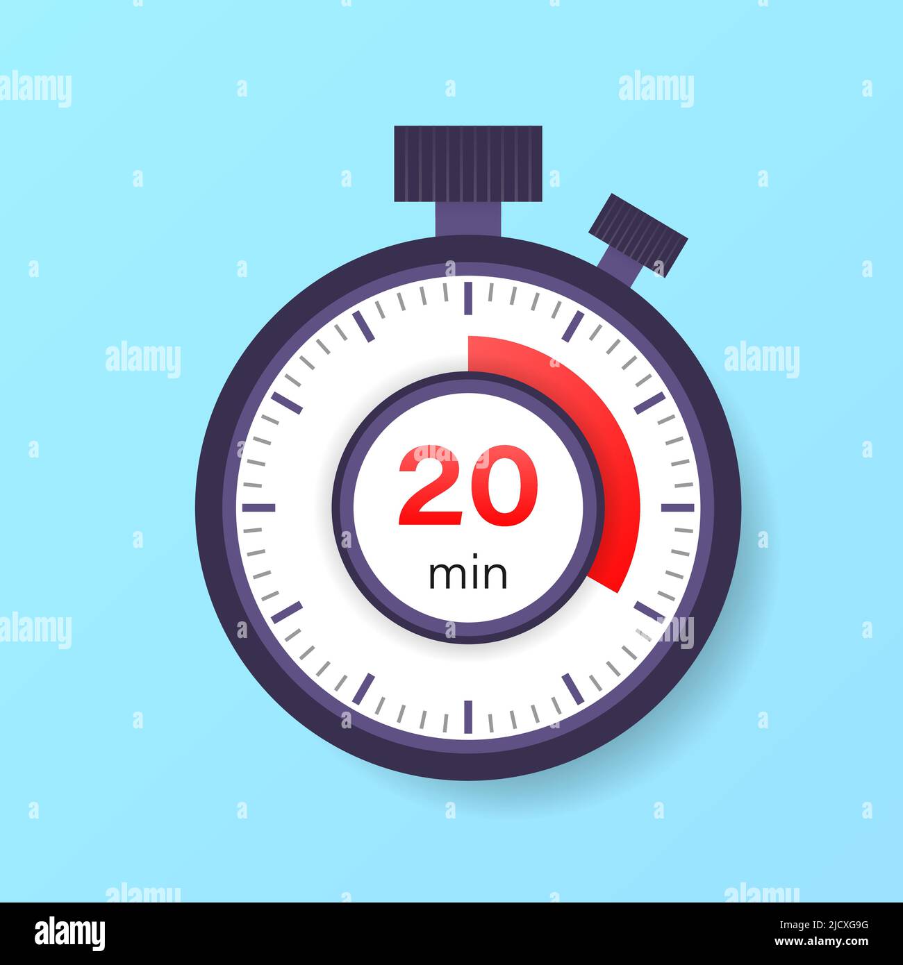 The 20 minutes timer. Stopwatch icon in flat style Stock Vector Image ...