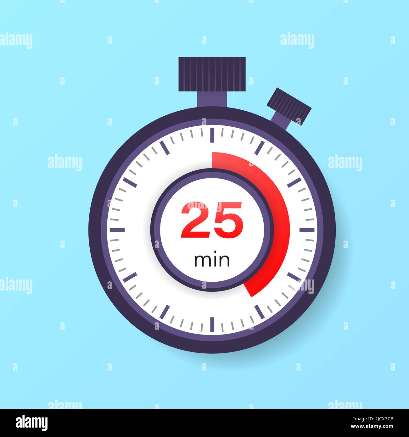 The 25 minutes timer. Stopwatch icon in flat style Stock Vector Image ...