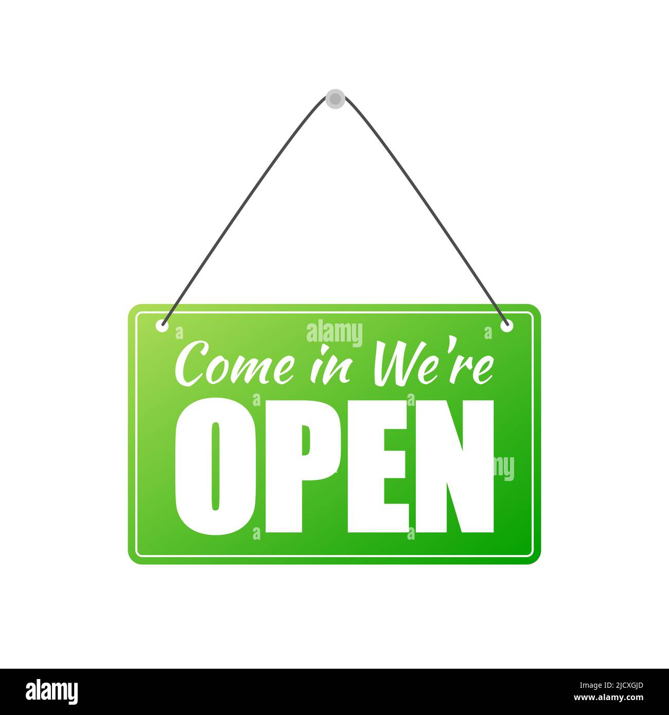 Vector open door sign. Label with text in flat style. Vector ...