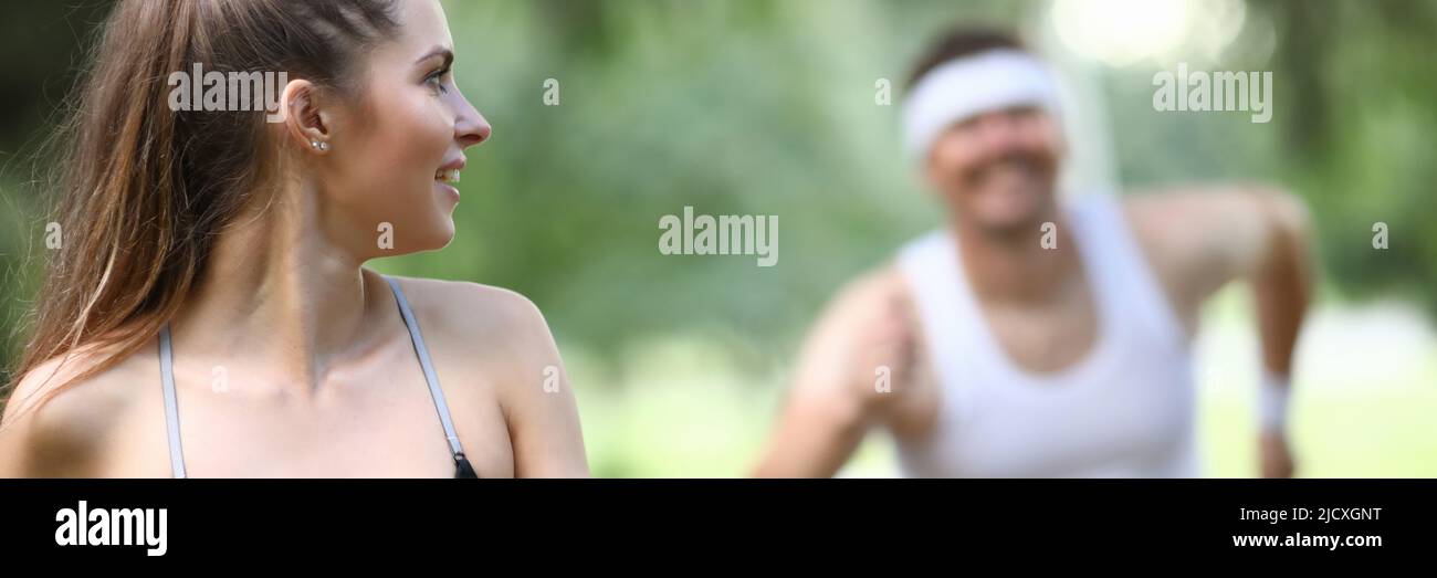 Catch up woman man hi-res stock photography and images - Alamy