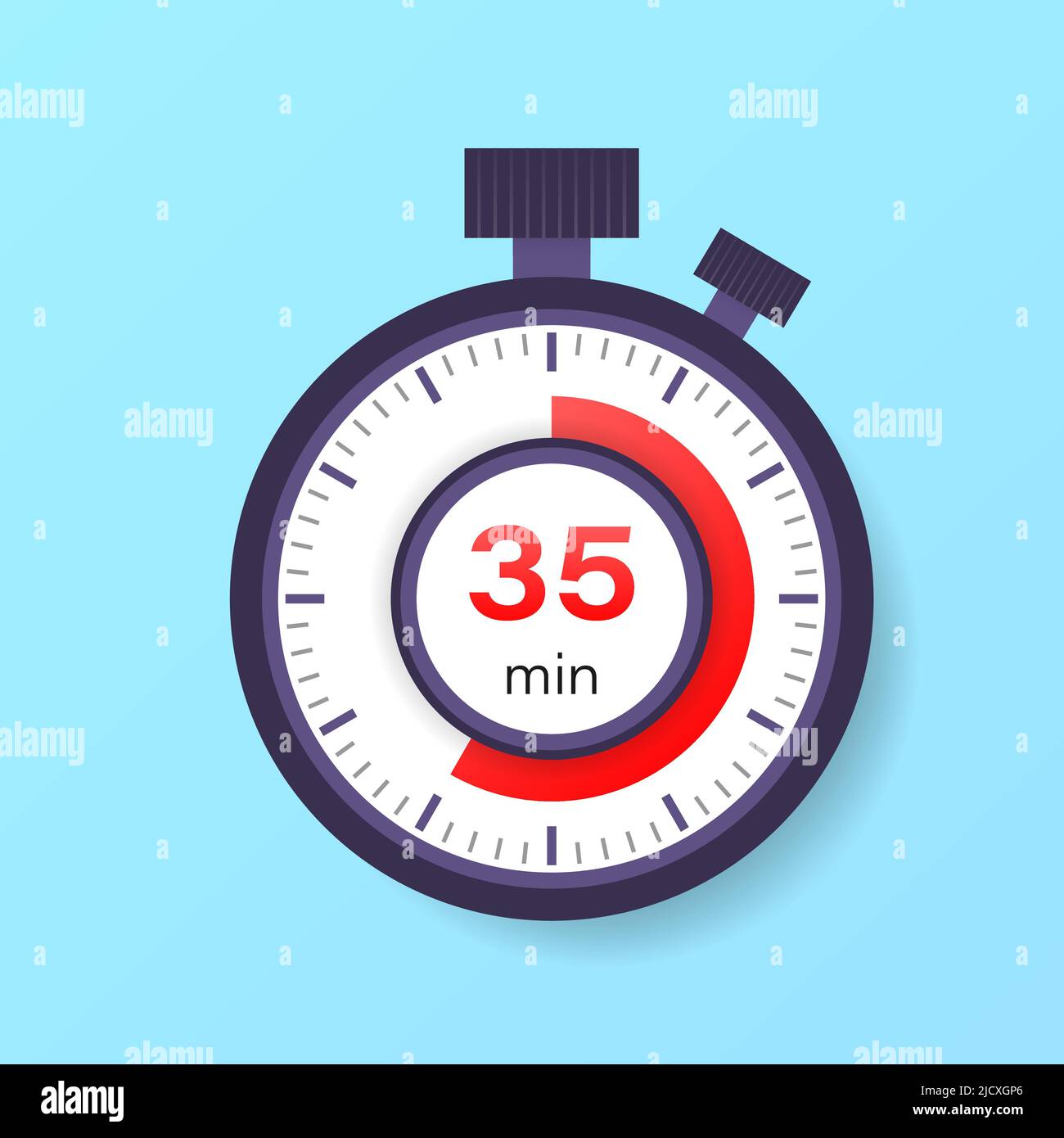 The 35 minutes timer. Stopwatch icon in flat style Stock Vector Image ...
