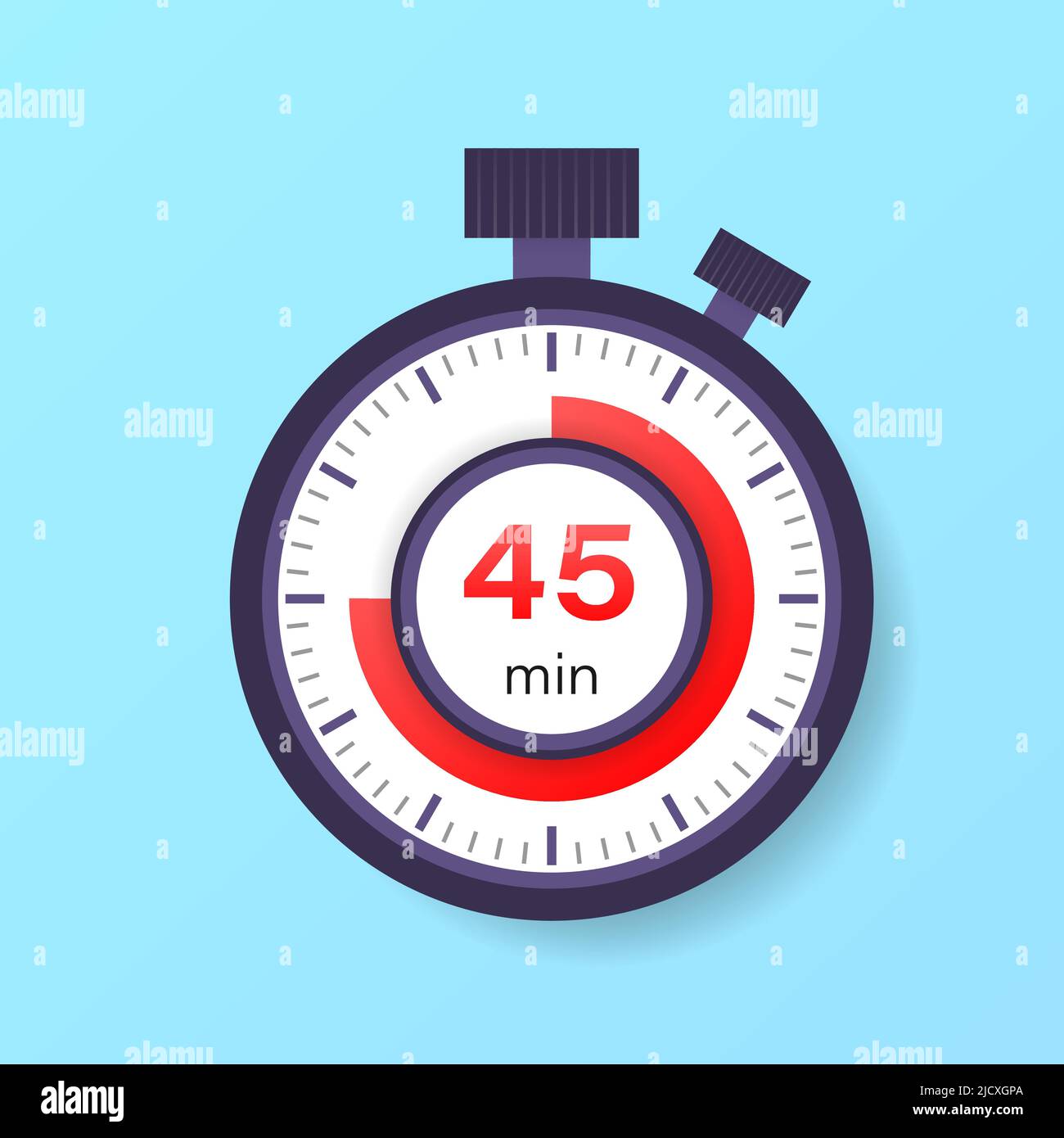 The 45 minutes timer. Stopwatch icon in flat style Stock Vector Image ...