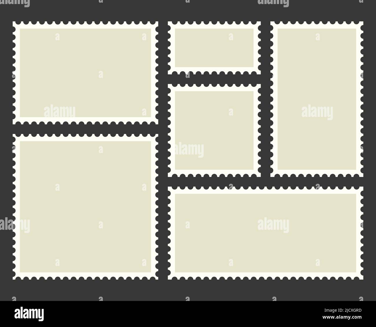 Postage stamps template. Blank rectangle and square postage stamps ...