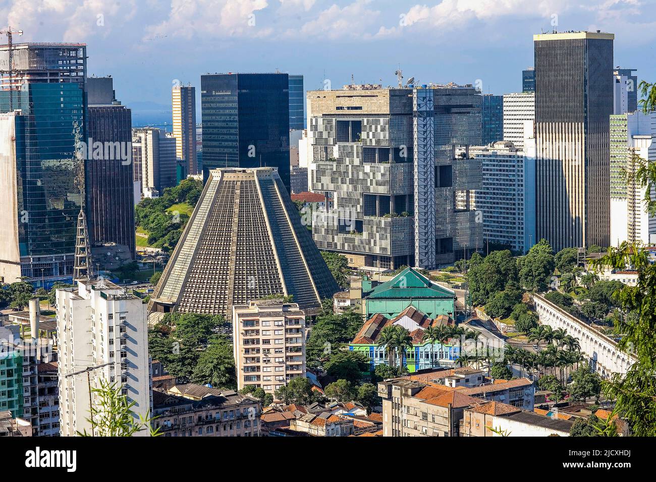 Brazil, Rio de Janeiro, view of the Lapa quarter with the Cathedral ...