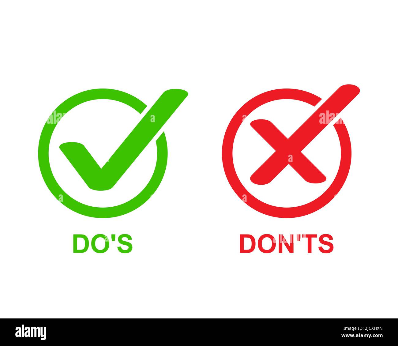 check marks ui button with dos and donts. flat simple style trend ...