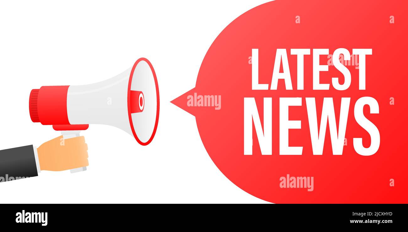 Hand holding megaphone with Latest News Stock Vector Image & Art - Alamy