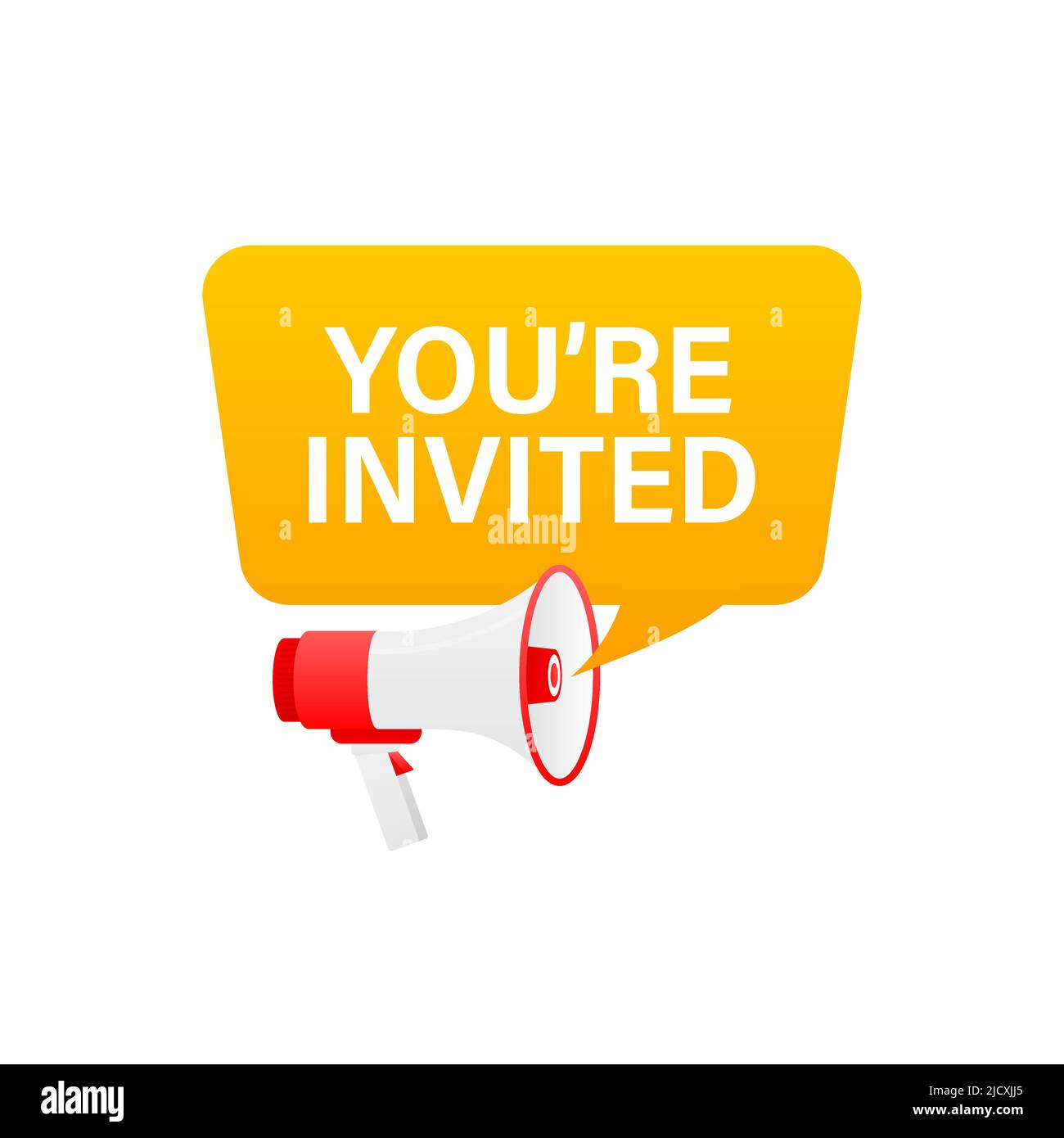Hand holding megaphone with You're invited Stock Vector Image & Art - Alamy