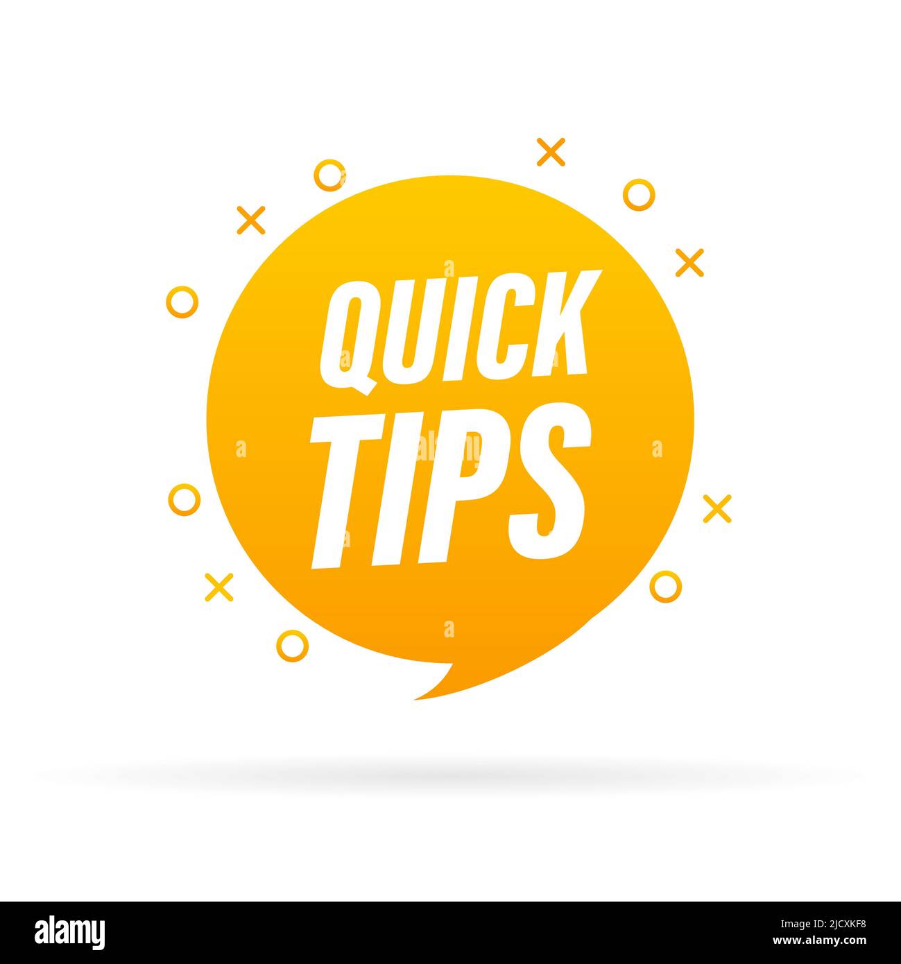 Quick Tips badge, banner vector with light bulb and speech bubble isolated on white background ...