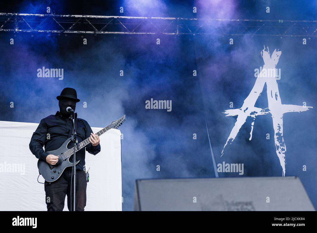 Copenhagen, Denmark. 15th June, 2022. The Danish black metal band Angstskrig performs a live ...