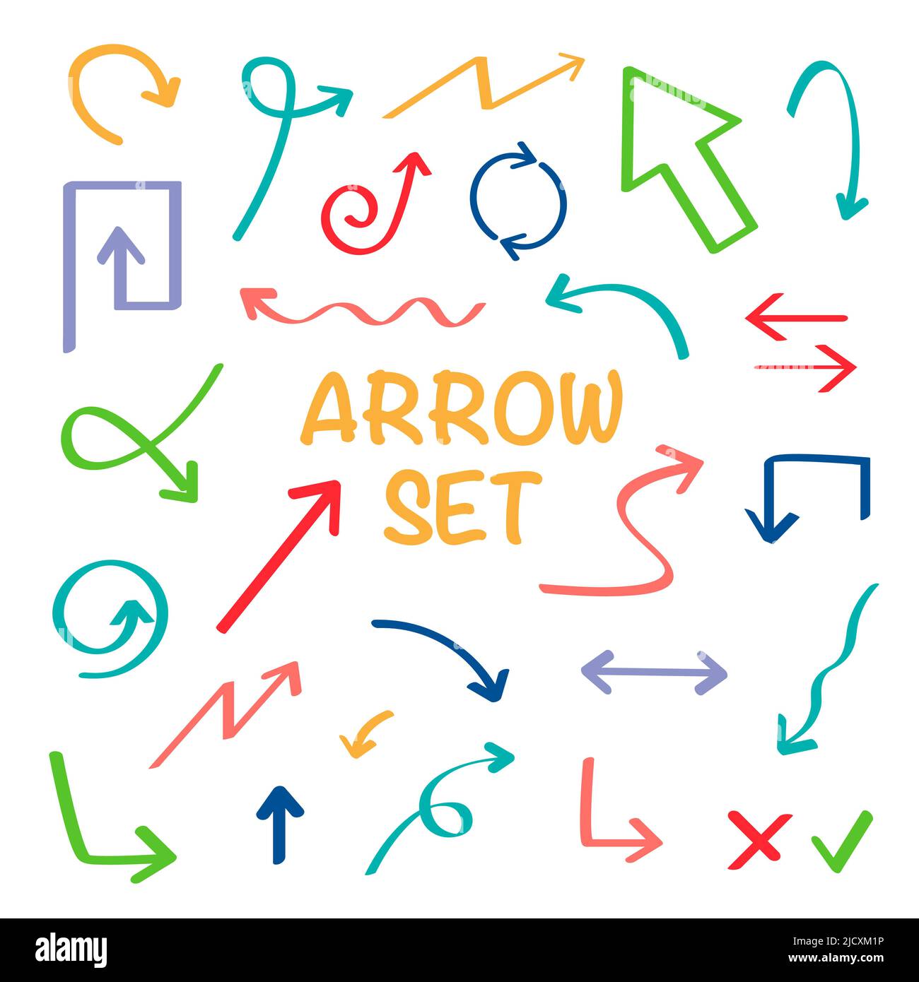 Isolated vector hand drawn arrows set on a white background Stock ...