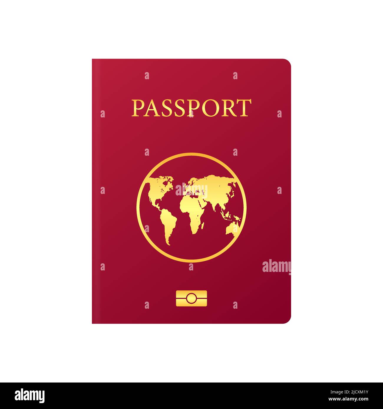Vector International Passport Cover Template Red Passport On White