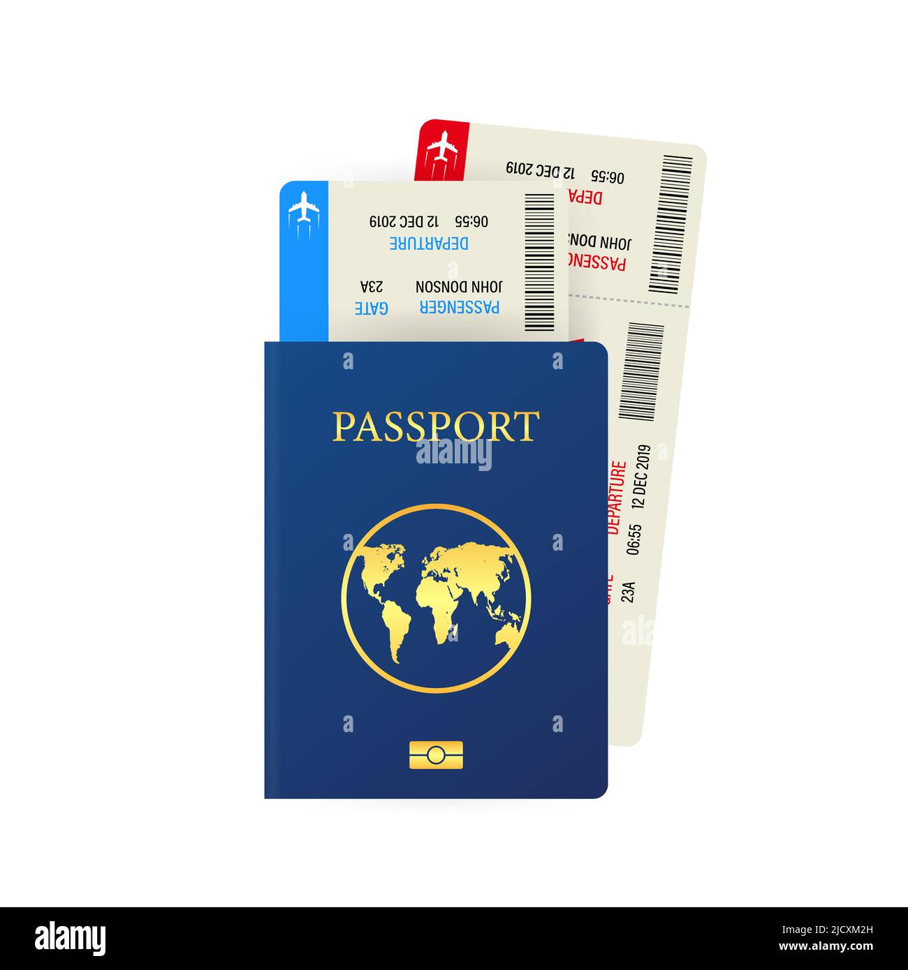 Passport And Boarding Pass Isolated On White Background Travel Concept