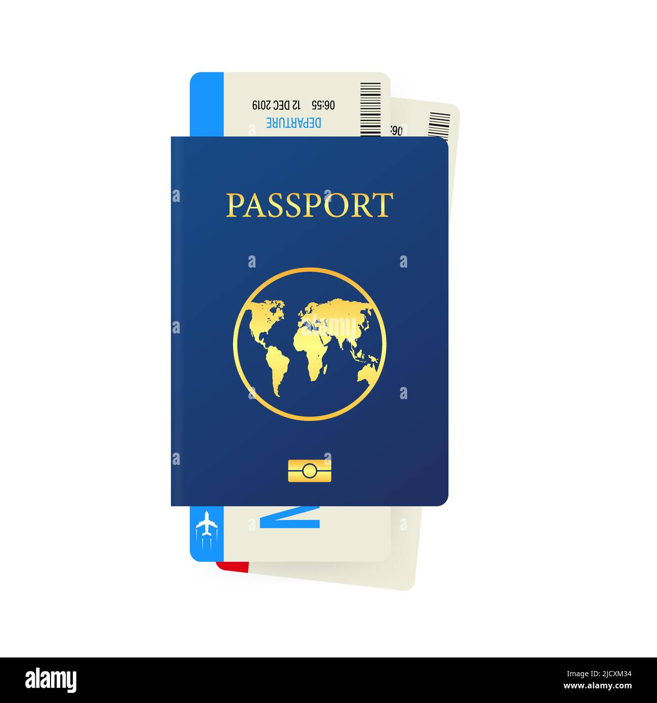 Passport and boarding pass isolated on white background. Travel concept ...