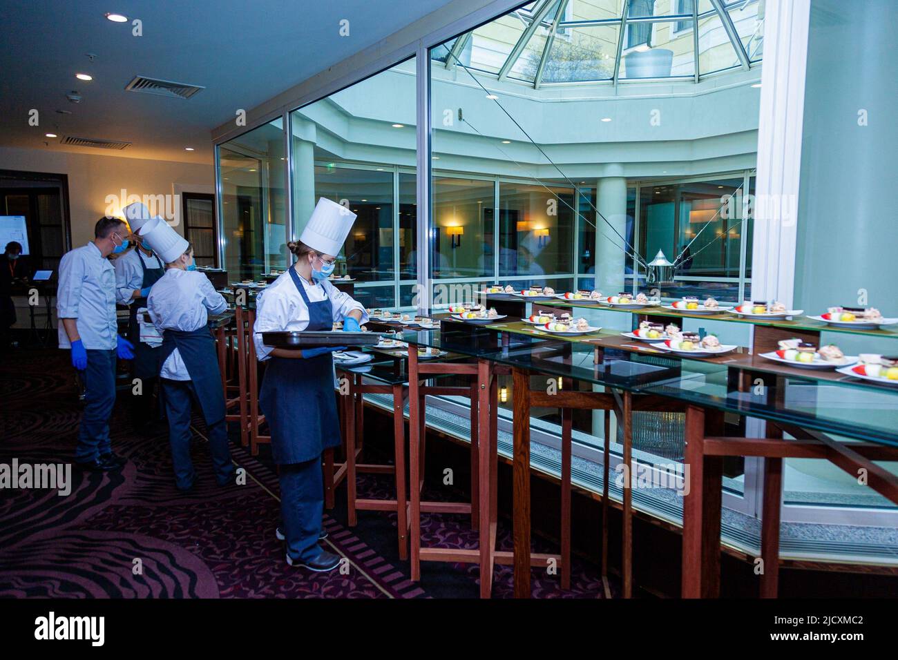 Hand people take buffet hi-res stock photography and images - Alamy