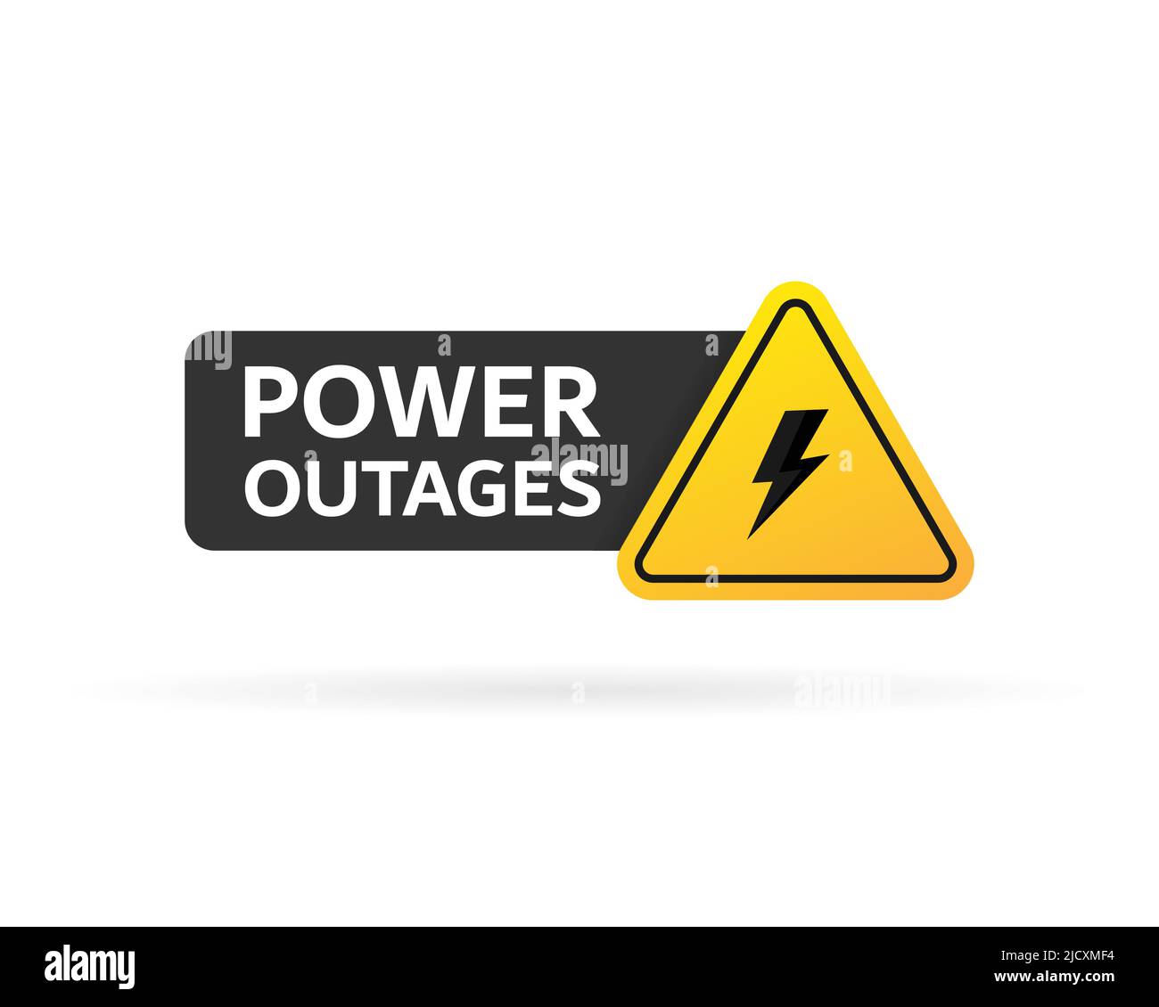 Power outage symbol. Electricity symbol on yellow caution triangle with ...