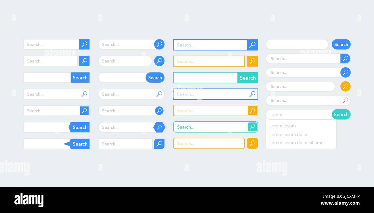 Search bar vector element design, set of search boxes ui template isolated on white background ...
