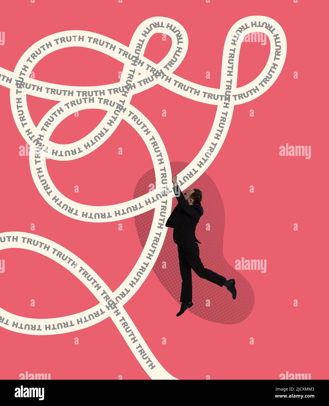 Contemporary art collage. Conceptual image with young man holding ...