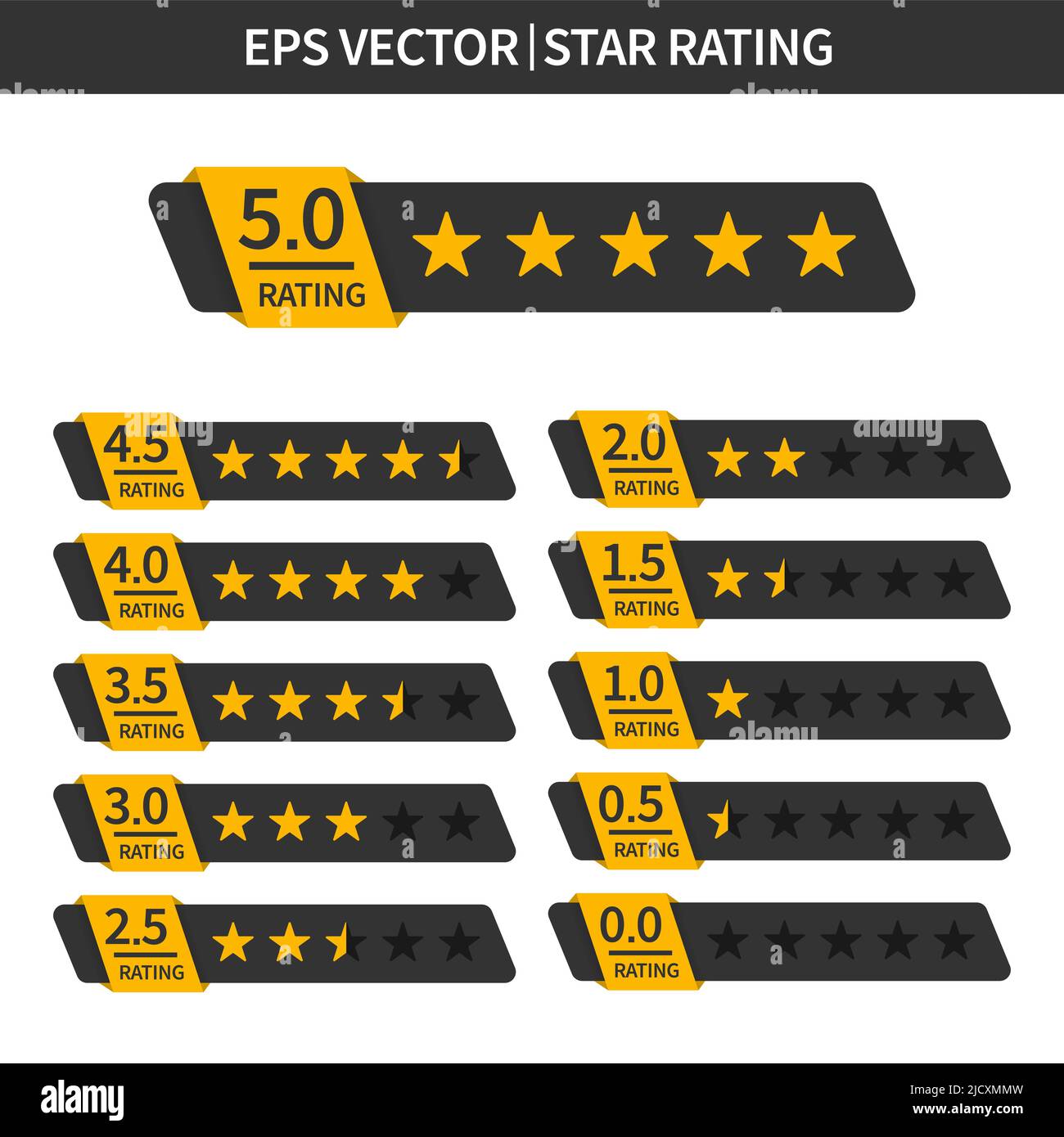 Set of stars rating. Customer review with gold star icon. Vector ...