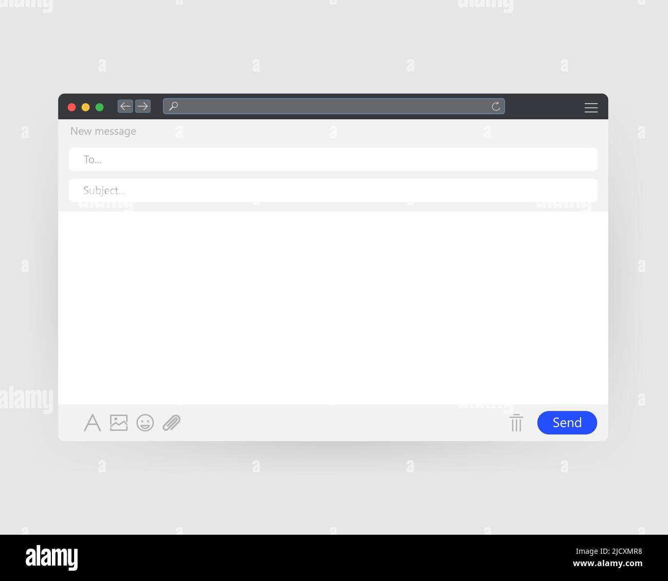 Email blank template internet. Interface for mail message. Vector ...