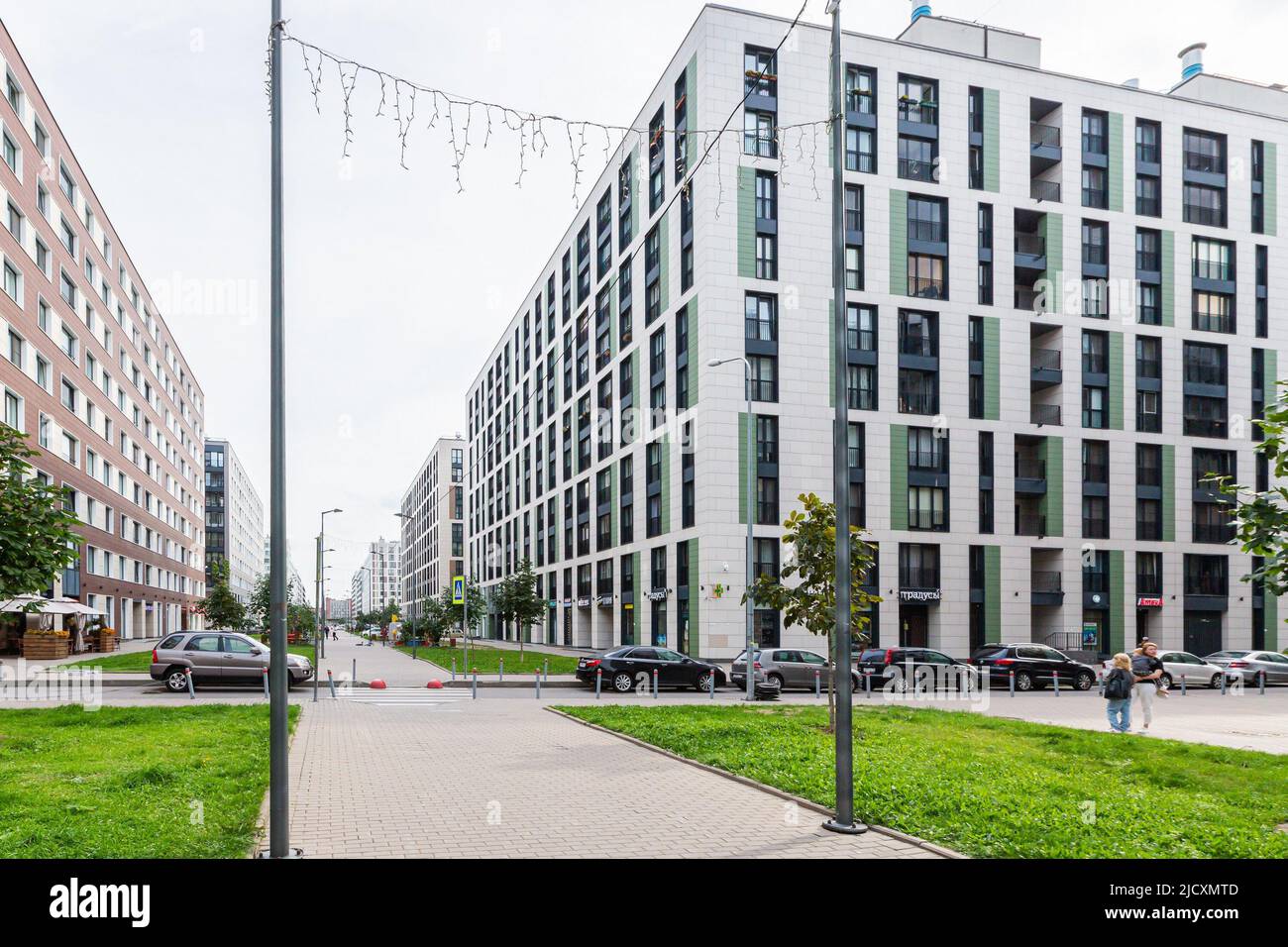 Beautiful street in summer with buildings on background Stock Photo - Alamy