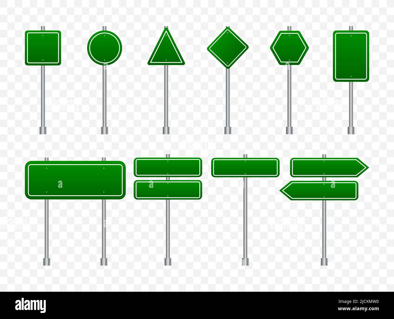 Set of road signs isolated on transparent background. Vector ...