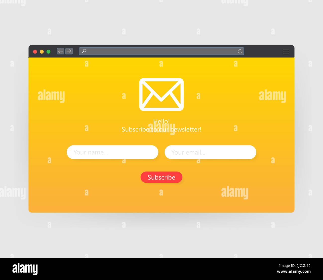 Subscribe to our newsletter form. Sign up form with envelope, email ...