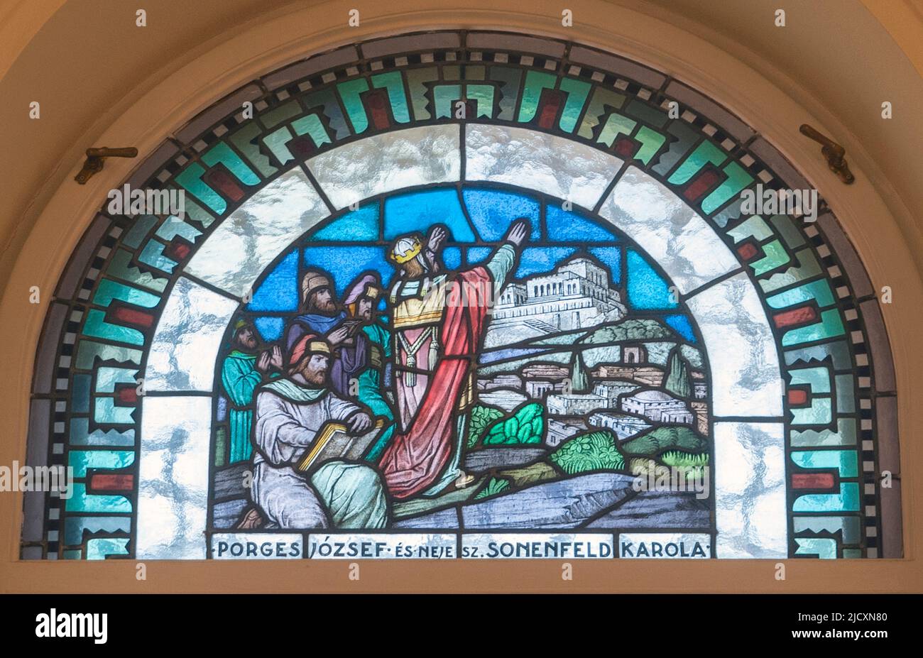 Praying to Jerusalem Stained Glass window pane at the Dohany Synagogue ...