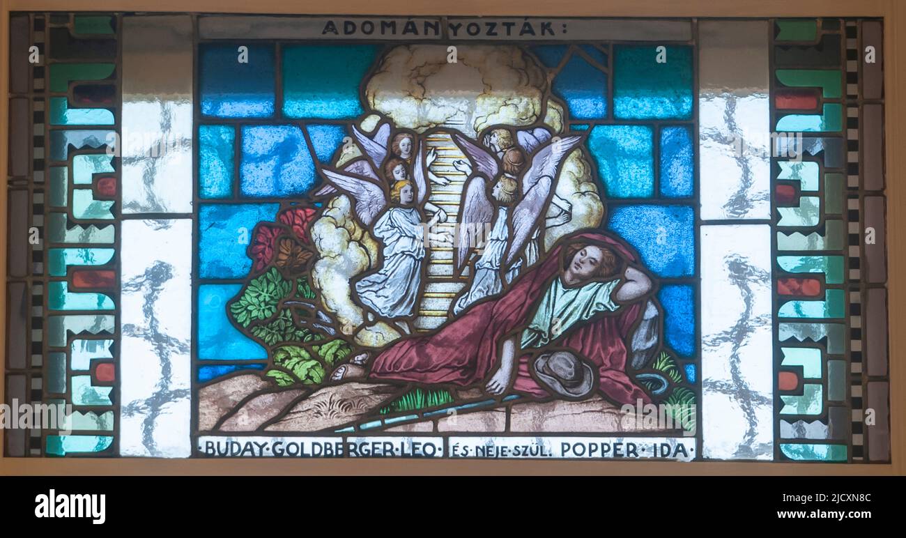 Jacob's Ladder or Dream Stained Glass window pane at the Dohany ...