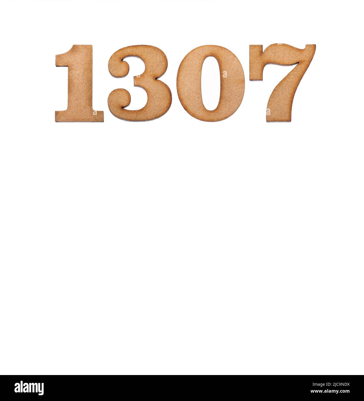 Number 1307 in wood, isolated on white background Stock Photo - Alamy