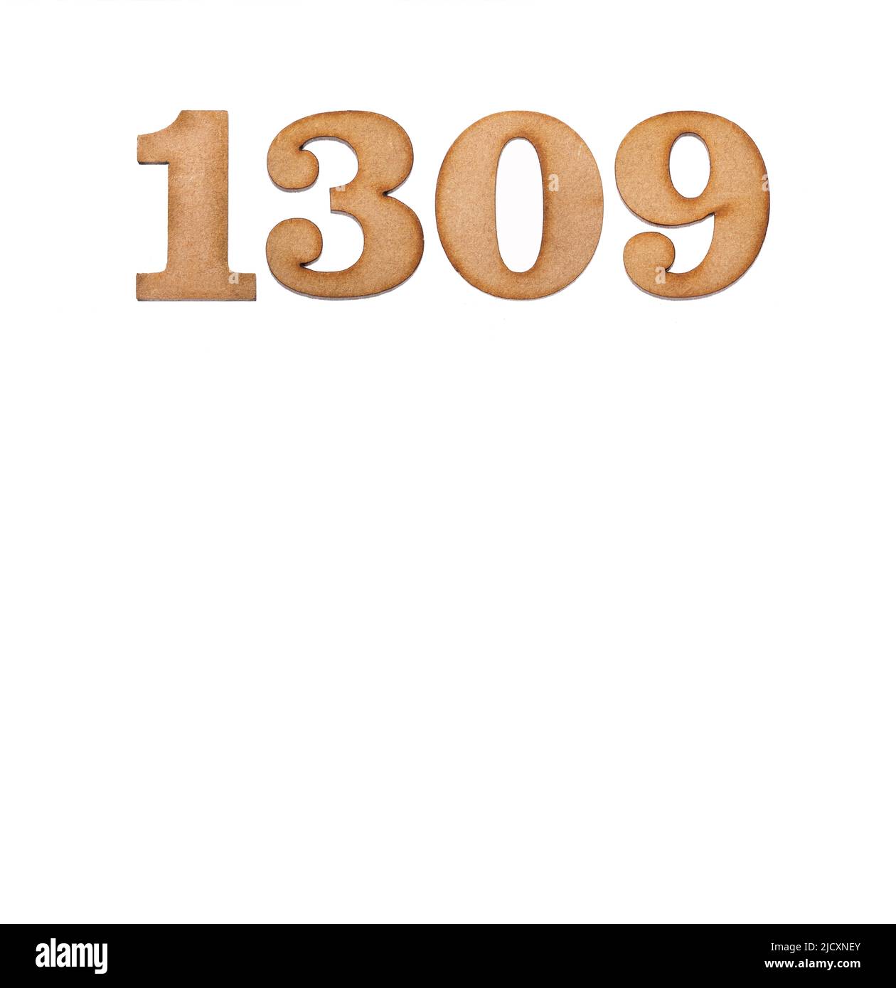 Number 1309 in wood, isolated on white background Stock Photo - Alamy