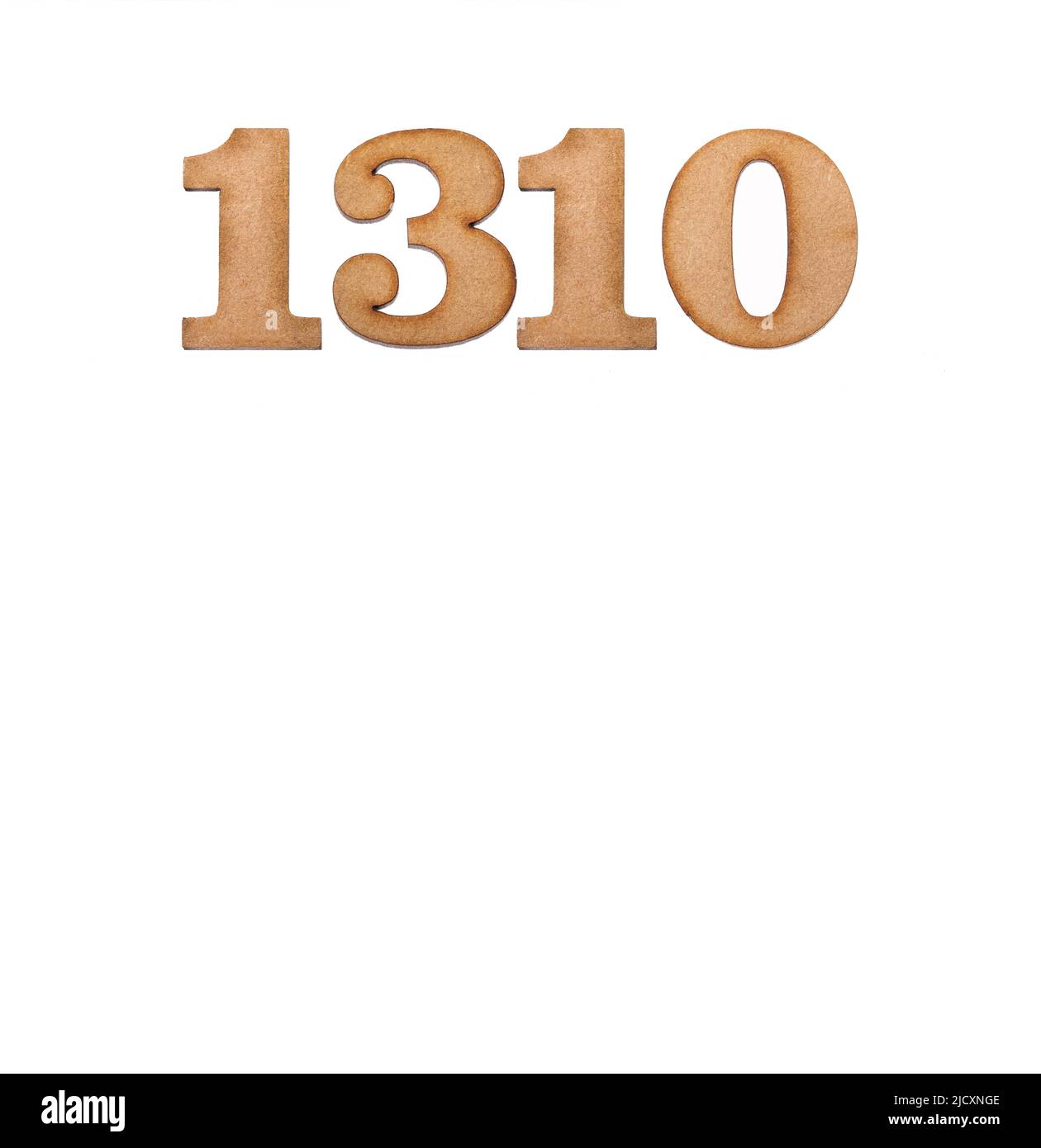 Number 1310 - Piece of wood isolated on white background Stock Photo ...