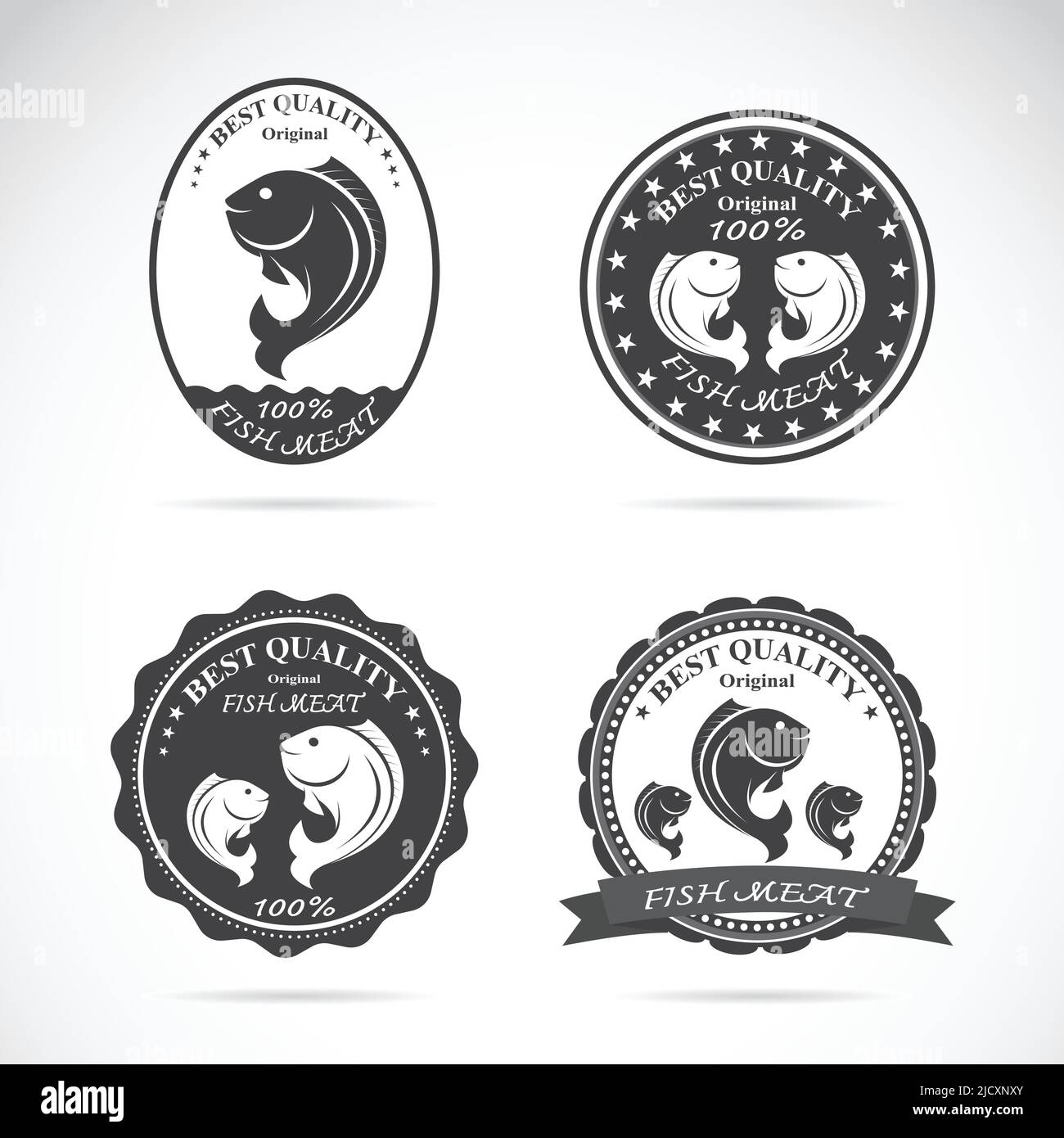 Set of vector fish label on white background. Easy editable layered ...