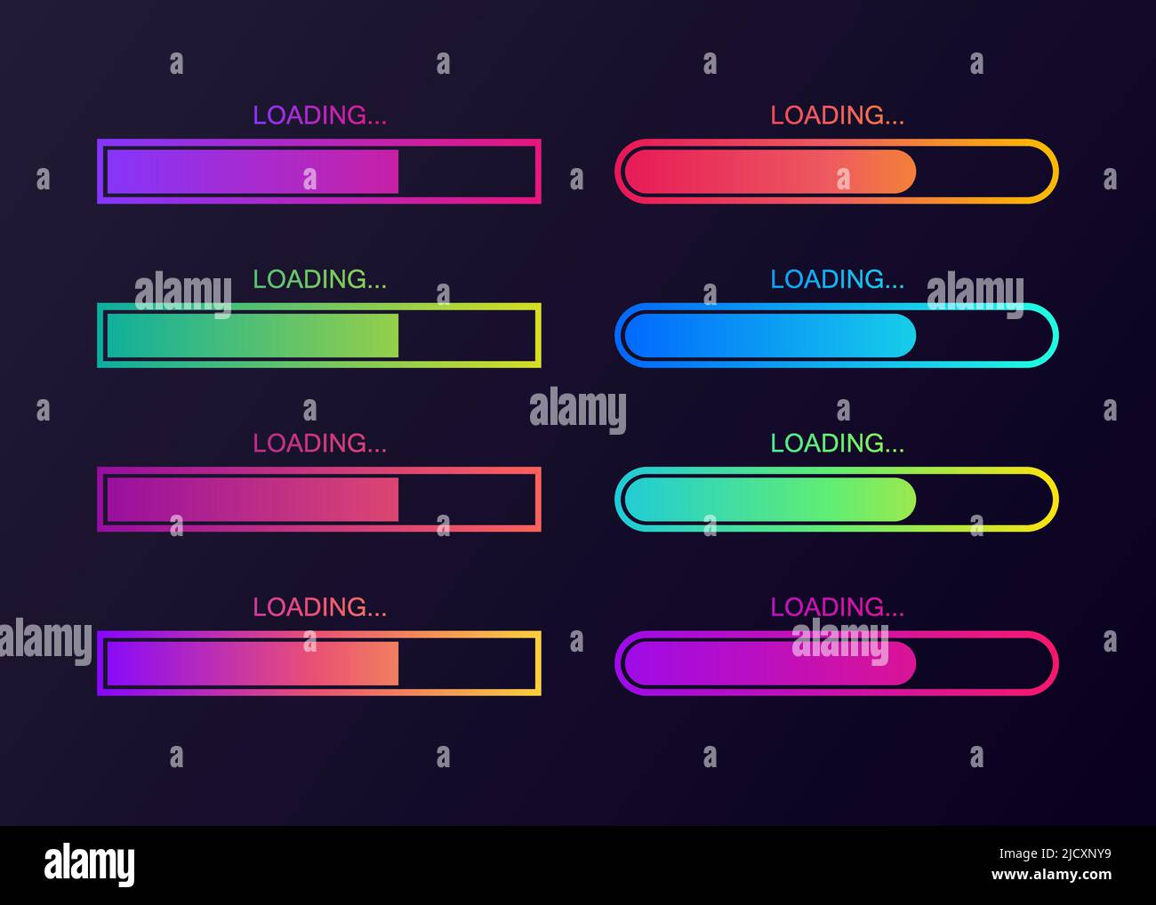 Vector progress loading bar set. Process indicator Stock Vector Image & Art - Alamy