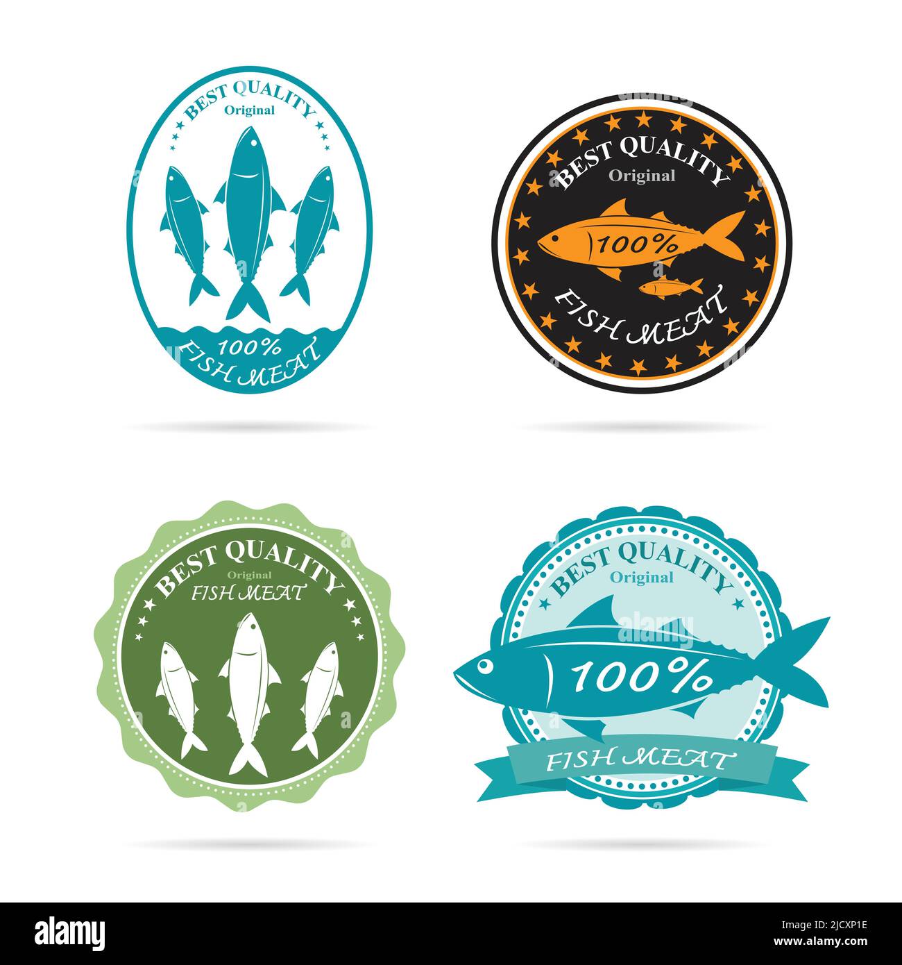 Set of vector fish label on white background. Easy editable layered ...