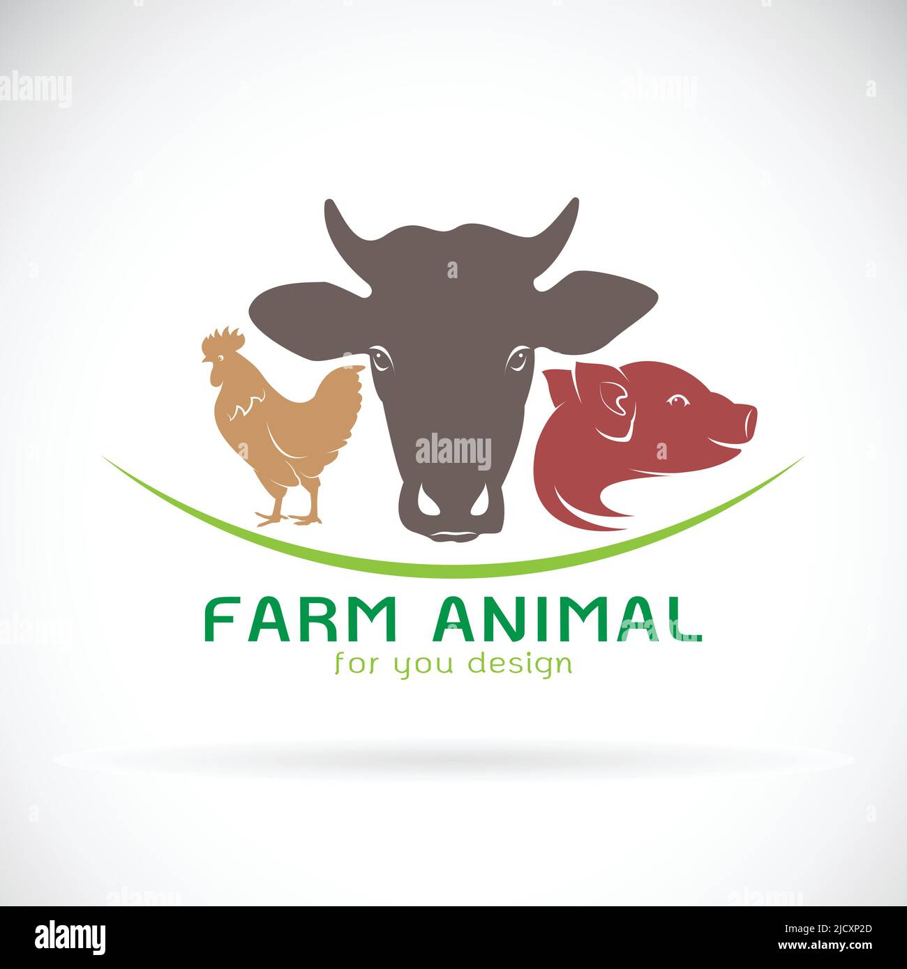 Vector group of animal farm label., Cow, pig, chicken. Logo Animal ...