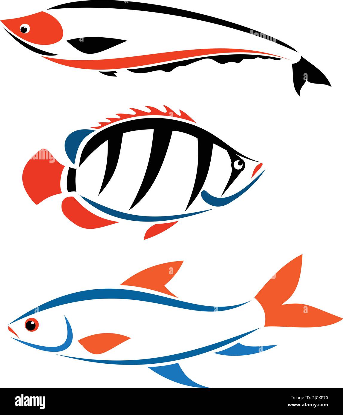Vector group of fish on white background. Easy editable layered vector ...