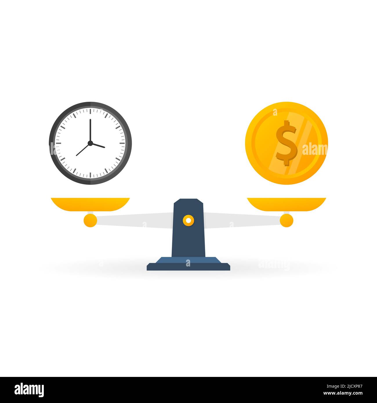 Time is money on scales icon. Money and time balance on scale Stock ...